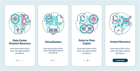 Disaster Recovery Approaches Onboarding Mobile App Screen Walkthrough 4 Steps Editable Graphic