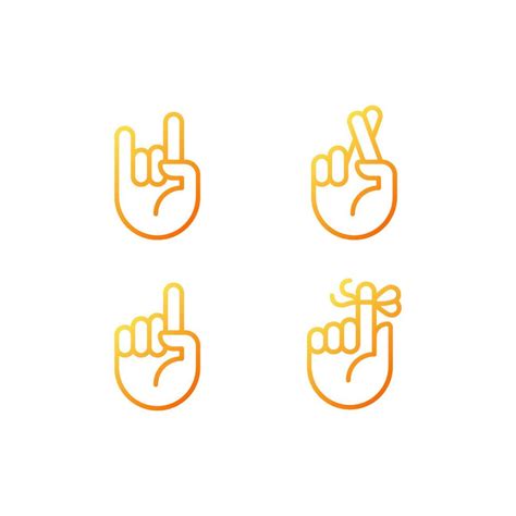 Informative Hand Gestures Pixel Perfect Gradient Linear Vector Icons Set Non Verbal Message