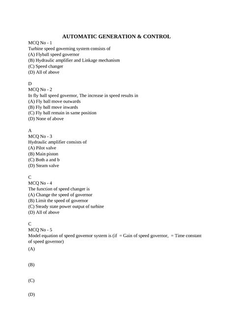 Solution Discrete Mathematics Automatic Generation Control Mcqs