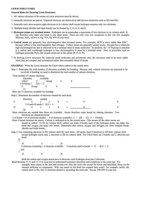 Lewis Structures Printable Pdf Download