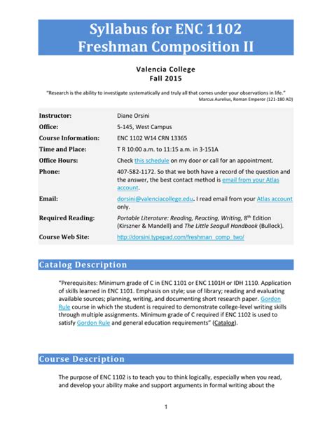 Syllabus Creative Writing Online