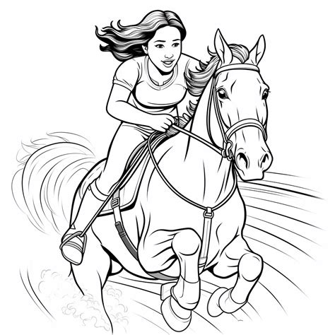 Fun Girl Riding Race Horse Coloring Page Download Print Or Color