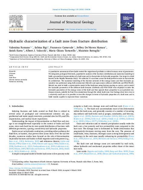 Pdf Hydraulic Characterization Of A Fault Zone From Fracture Distribution