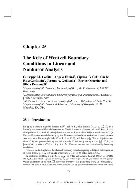 Pdf The Role Of Wentzell Boundary Conditions In Linear And Nonlinear Analysis