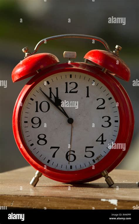 Retro Red Alarm Clock Stock Photo Alamy