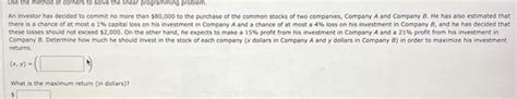 Answered Use The Method Of Corners To Solve The Linear Programming