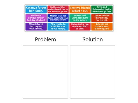 Problem And Solution Sort Categorize