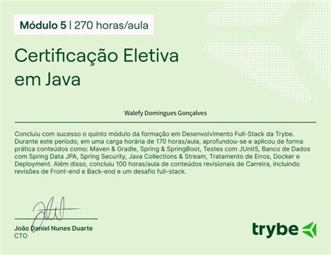 Concluí O Módulo Eletiva Em Java Na Trybe Durante Este Módulo Passei Por Diversos Conteúdos