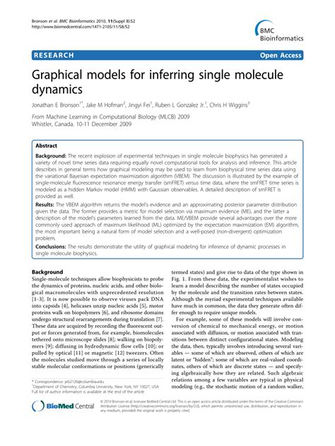 pdf graphical models for inferring single molecule dynamics