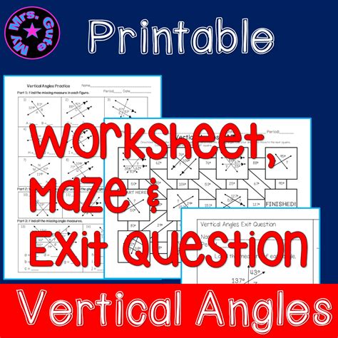 Vertical Angles Math Notes Worksheet Maze Print Or Digital Made By