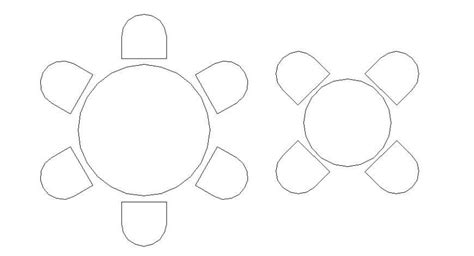 Circular Shape Table Detail 2d View Cad Furniture Block Layout File In Autocad Format