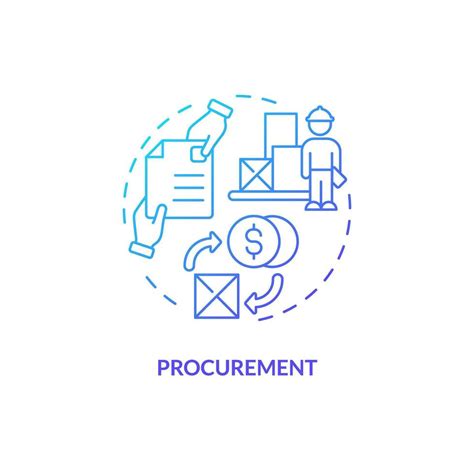 2d Procurement Gradient Thin Line Icon Concept Isolated Vector Blue