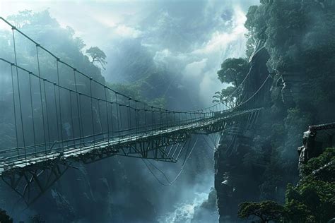 Suspension Bridge Structural Engineering Premium Ai Generated Image