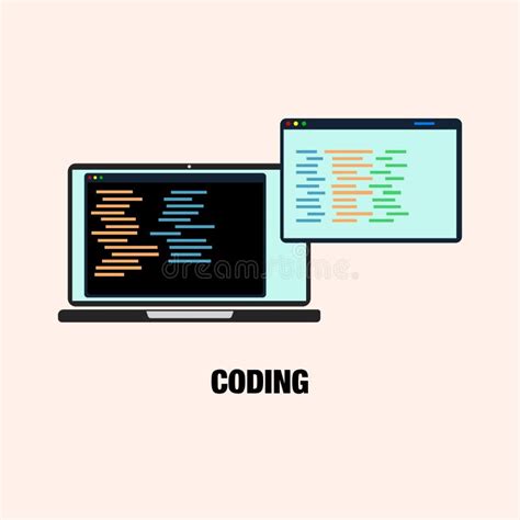 Computer With Programmig Coding On Screen Stock Vector Illustration Of Monitor Homepage