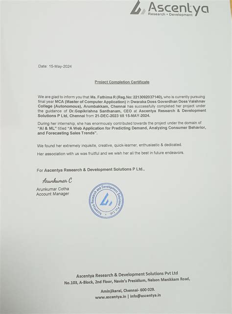 fathima r on linkedin internshipcompletion ai ml