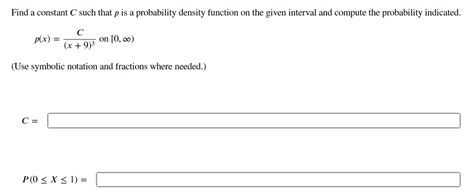 Solved Find A Constant C Such That P Is A Probability Chegg