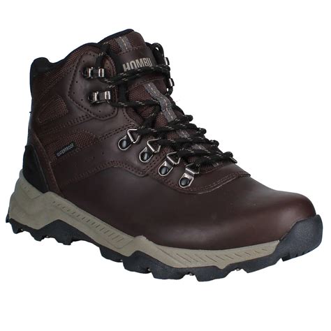 Khombu Mens Waterproof Hiking Boots Leather Brown Memory Foam New