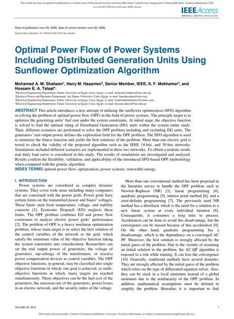 Pdf Optimal Power Flow Of Power Systems Including Distributed