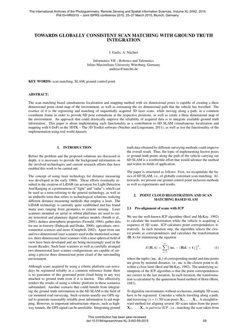 Pdf Towards Globally Consistent Scan Matching With Ground Truth