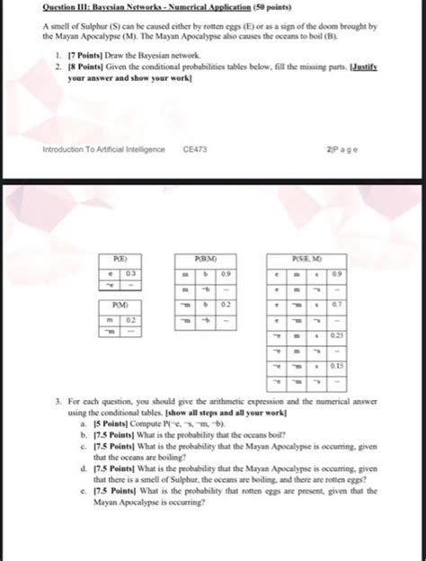 solved question iii bayesian networks numerical