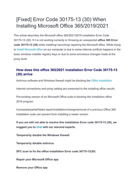 Ppt Fixed Error Code 30175 13 30 When Installing Microsoft Office