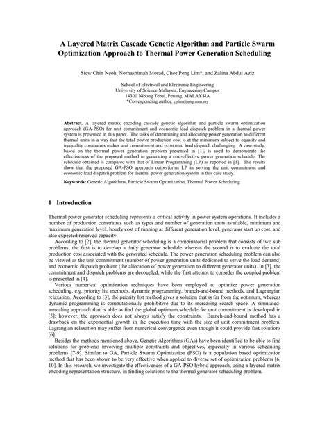 pdf a layered matrix cascade genetic algorithm and particle swarm