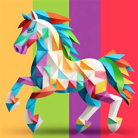Premium Ai Image Rainbow Unicorn Paper Style Generative Ai