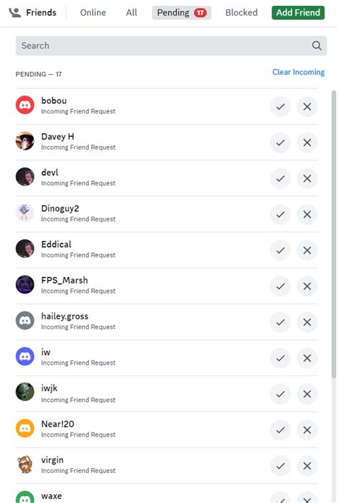pending requests filtered view discord