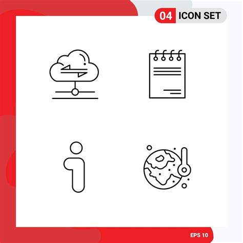 Line Pack Of 4 Universal Symbols Of Share Info Data Paper Interface Editable Vector Design