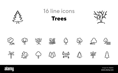 Trees Line Icon Set Stock Vector Image Art Alamy