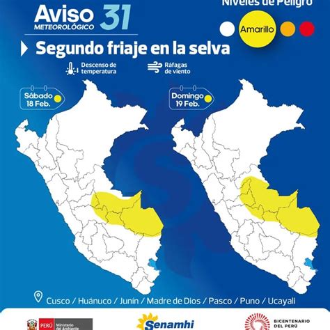 Senamhi Advierte Lluvias De Fuerte A Extrema Intensidad Por Ingreso De Segundo Friaje En La