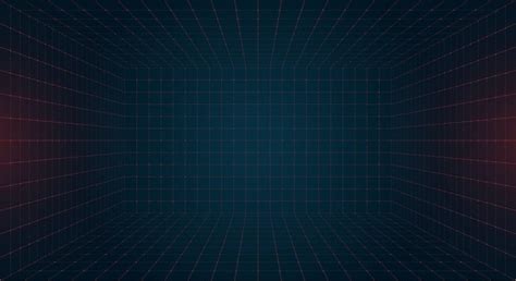 Premium Vector Futuristic Perspective Hud Grid Box With Abstract Wireframe Design Red Grid