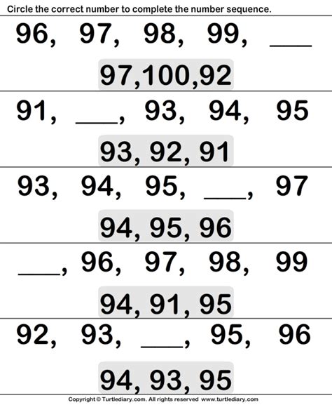 Ordinal Numbers Ninety One To Hundred Turtle Diary Worksheet