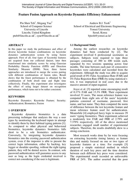 Pdf Feature Fusion Approach On Keystroke Dynamics Efficiency Enhancement