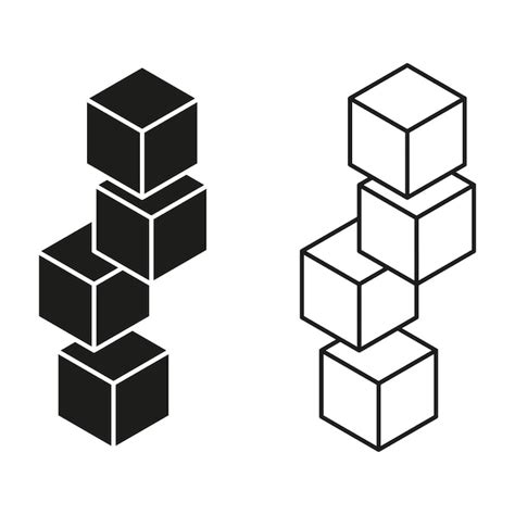 Premium Vector Stacked Cube Icons Black And White Vector Geometric 3d Shapes Abstract Design Set