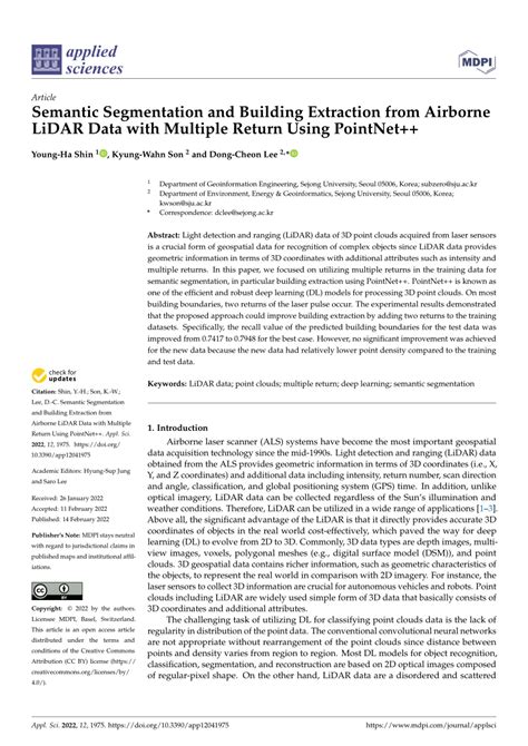 PDF Semantic Segmentation And Building Extraction From Airborne LiDAR Data With Multiple