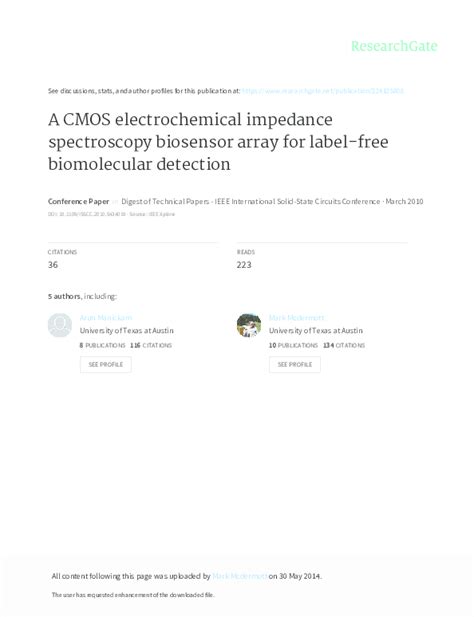 Pdf A Cmos Electrochemical Impedance Spectroscopy Biosensor Array For Label Free Biomolecular