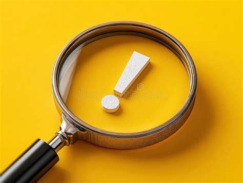 A Yellow Background With A Magnifying Glass Having A Red Exclamation Mark Inside Isolated On