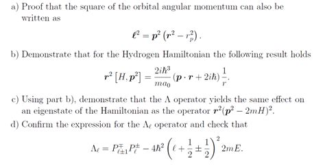 Solved Proof That The Square Of The Orbital Angular Momentum