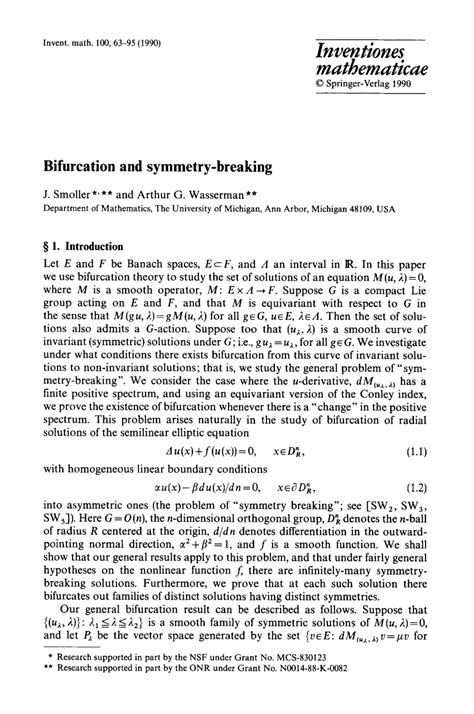 Pdf Bifurcation And Symmetry Breaking