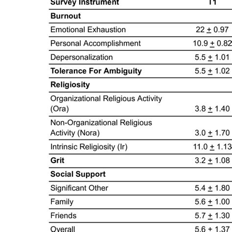 Summary Of Survey Instrument Results Mean Standard Deviation At 1