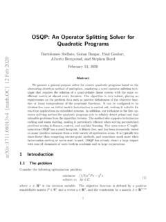 OSQP An Operator Splitting Solver For Quadratic Programs Osqp An