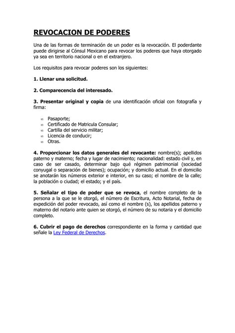 Modelo De Revocatoria De Poder Colombia