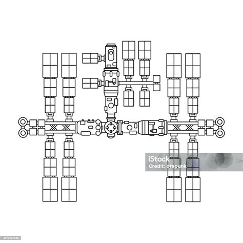 항공 우주 연구 프로그램 위성 우주 정거장의 선 평면 벡터 아이콘 요소 만화 스타일 우주 비행사 모험입니다 우주선 기술 그림입니다 공간 조사입니다 갤럭시입니다 클립 아트