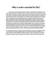 Why Is Water Essential For Life Docx Why Is Water Essential For Life