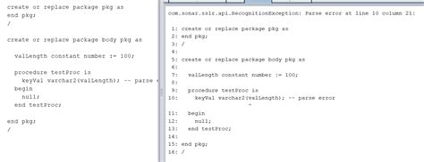 Plsql Parse Errors Sonarqube Server Community Build Sonar Community