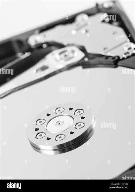 computer hard disk drive close up shot shallow depth of field macro