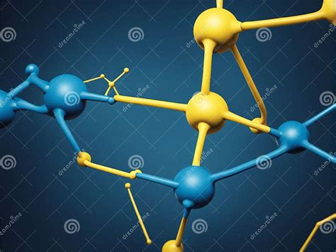 Close Up Of Blue And Yellow Molecular Structure Model Scientific