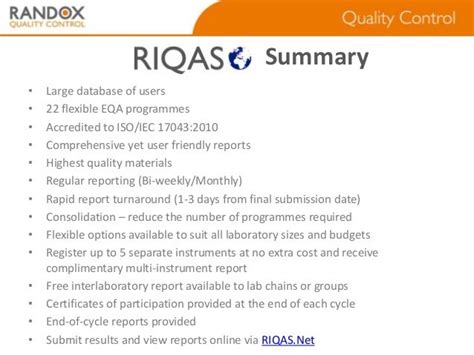 Riqas External Quality Assessment For Medical Laboratories