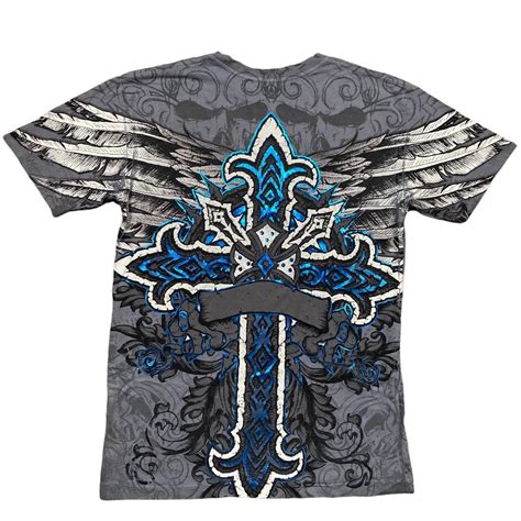 Affliction Cross And Wings Cyber Punk Tee Depop